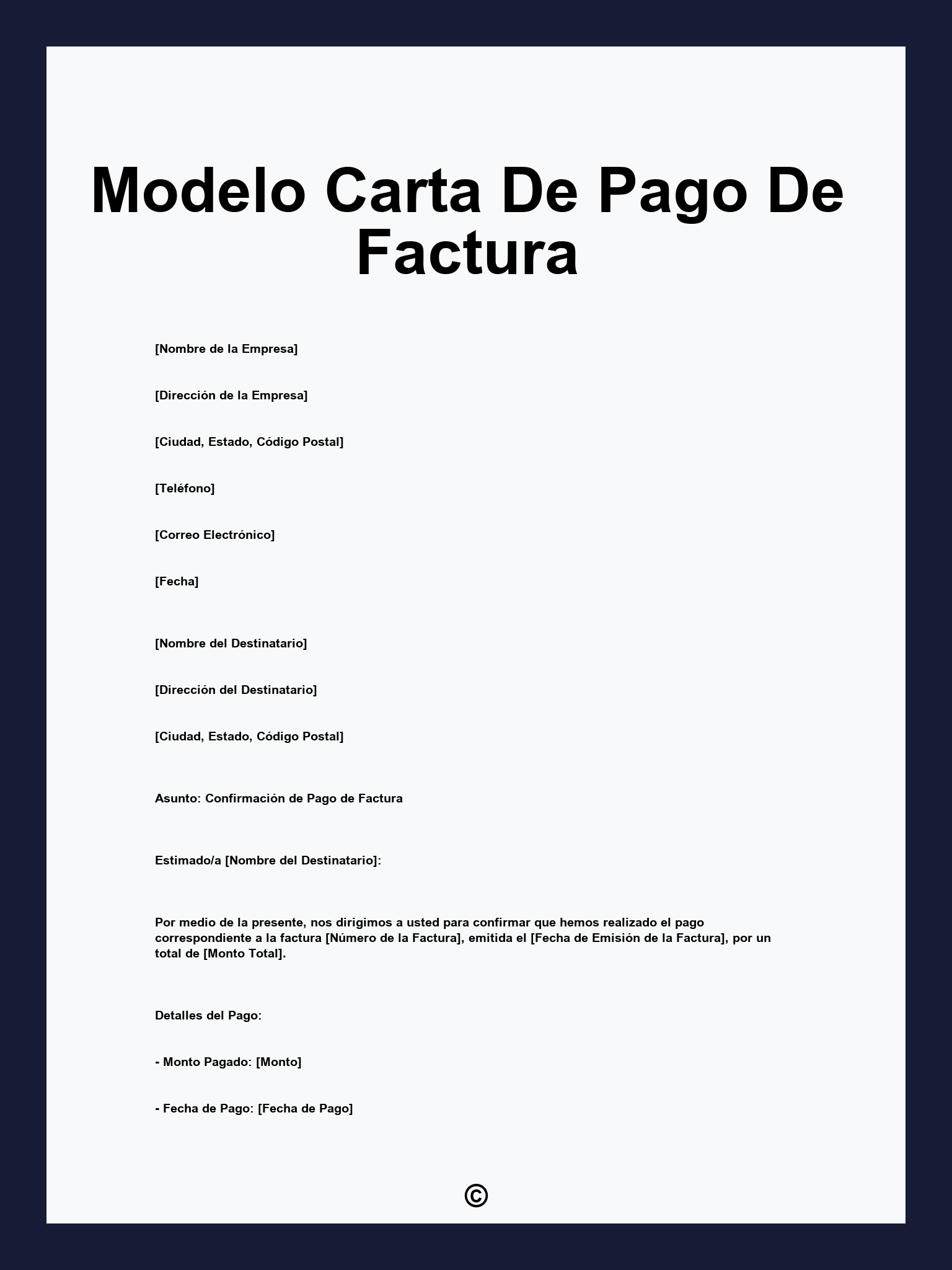 Modelo Carta De Pago De Factura