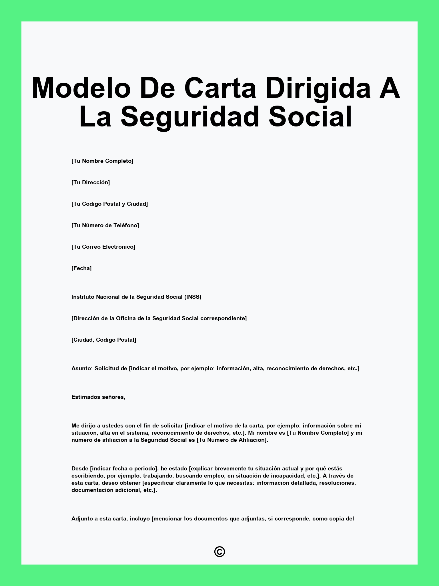 Modelo De Carta Dirigida A La Seguridad Social